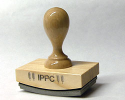 IPPC-Stempel (ispm), Wiegestempel, ca. 4,5 x 7 cm- IPPC-Stempel (ispm ...